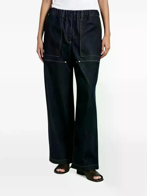 Brunello Cucinelli Elasticated-waistband Contrast-stitched Jeans - Blue