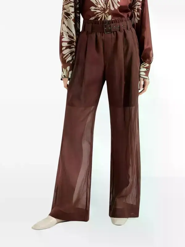 Brunello Cucinelli Belted Sheer-panel Trousers