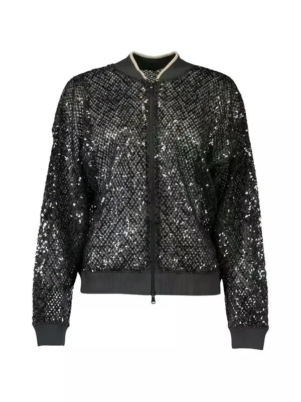 Brunello Cucinelli Sequin-embellished Mesh Cardigan - Black