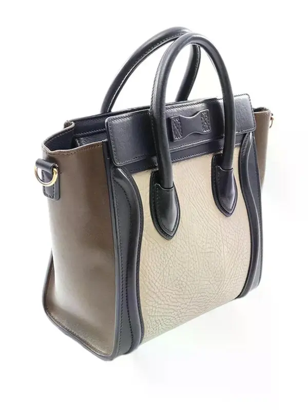 Celine 2010-2026 Nano Tricolor Leather Luggage Tote Satchel