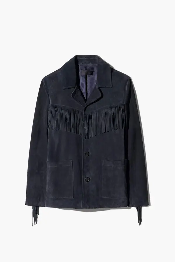 NILI LOTAN Agate Fringe Suede Jacket