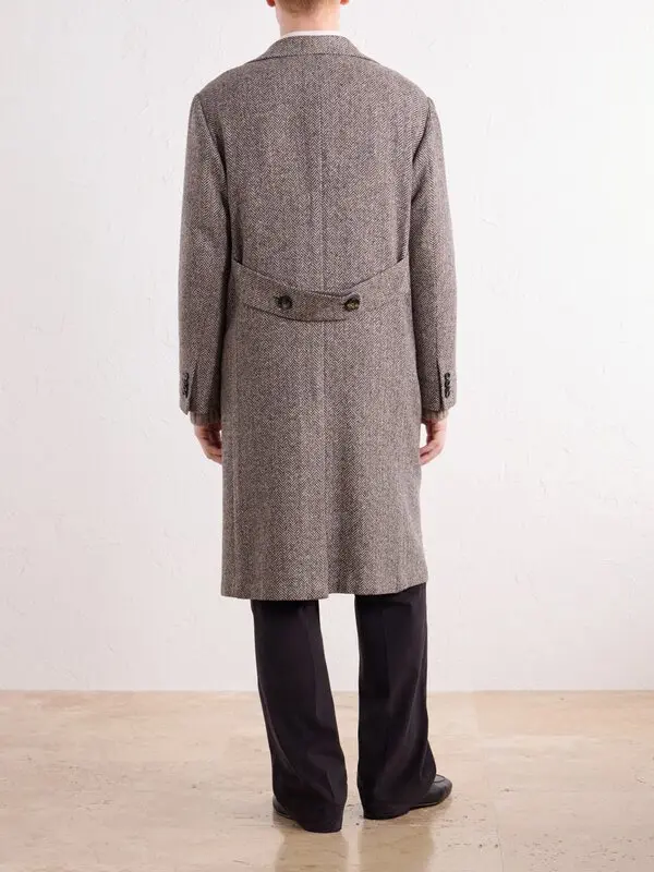 Kiton Herringbone Cashmere And Wool-blend Coat
