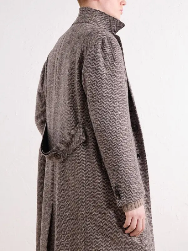 Kiton Herringbone Cashmere And Wool-blend Coat
