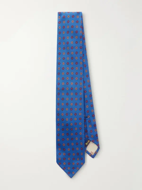 Rubinacci 8cm Printed Silk-twill Tie - Blue