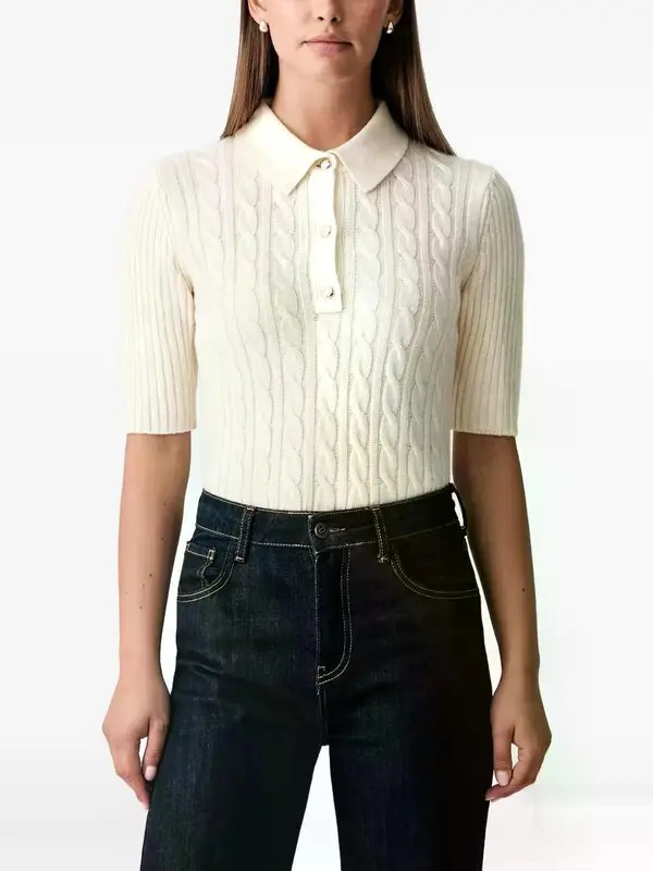 JOOP! Cable-knit Short-sleeve Polo Top