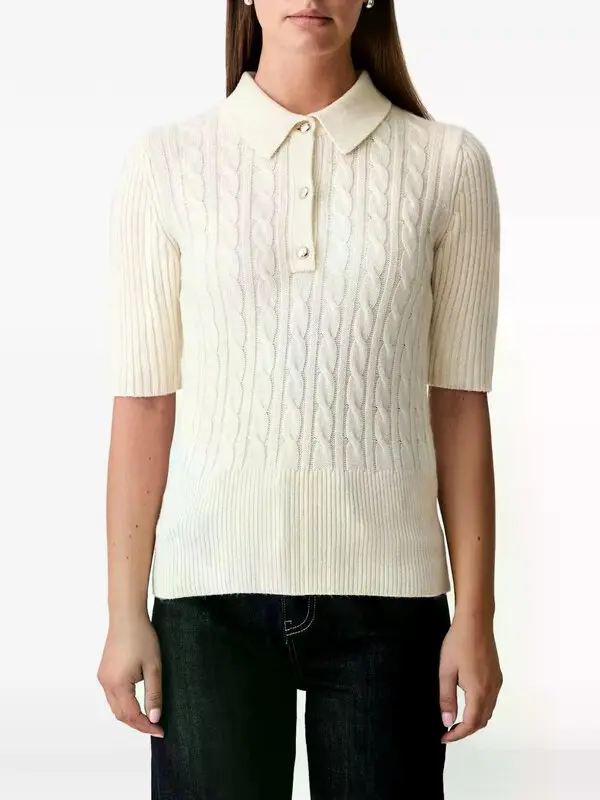 JOOP! Cable-knit Short-sleeve Polo Top