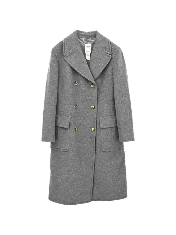 Celine Double-breasted Long-sleeve Coat