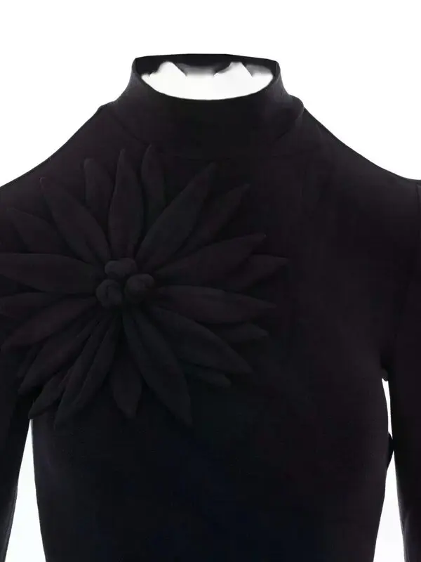 Farm Rio Flower-appliqué High-neck Sweater