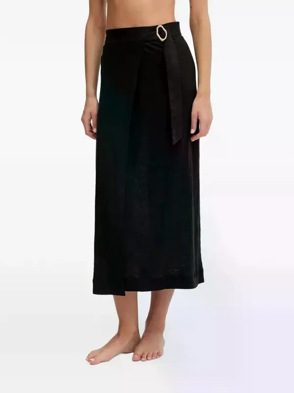 Chantelle Alba Buckle-detail Wrap Midi Skirt - Black
