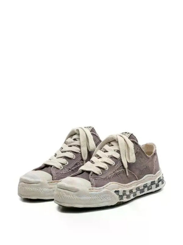 Mihara Yasuhiro Hank Og Graffiti-check Sole Canvas Low-top Sneakers - Grey