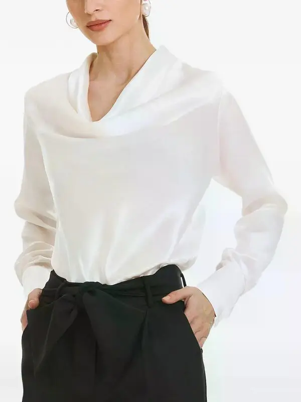 FRAMBOISE Caris Draped Silk Top