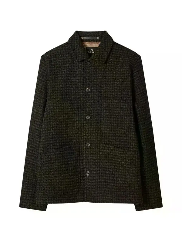 Paul Smith Dark-green Dogtooth Wool-blend Chore Jacket
