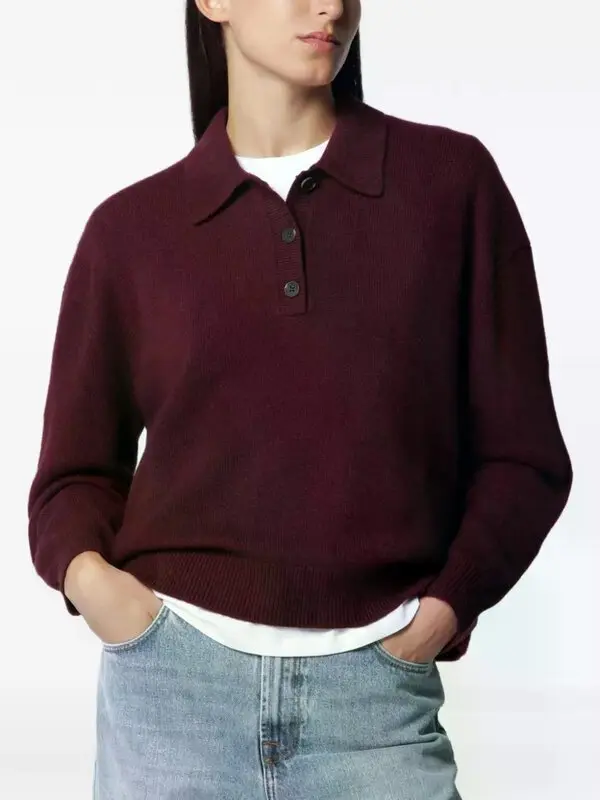 ANINE BING Lee Polo Sweater - Purple