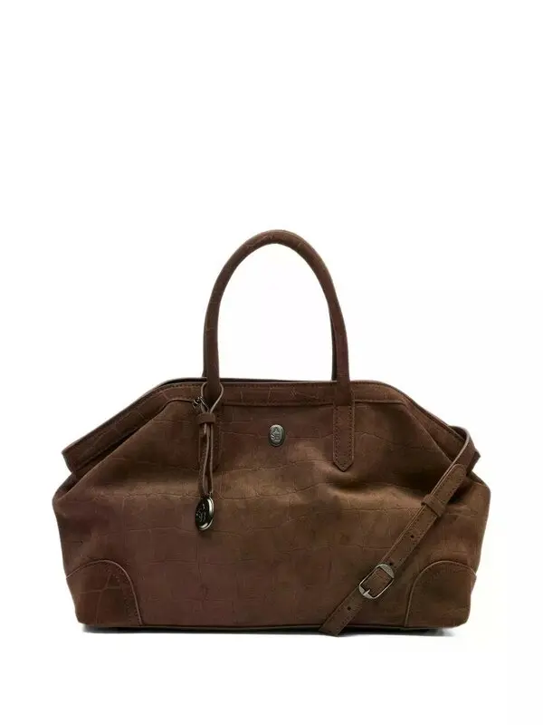 Ash Justine Crocodile-effect Suede Tote Bag