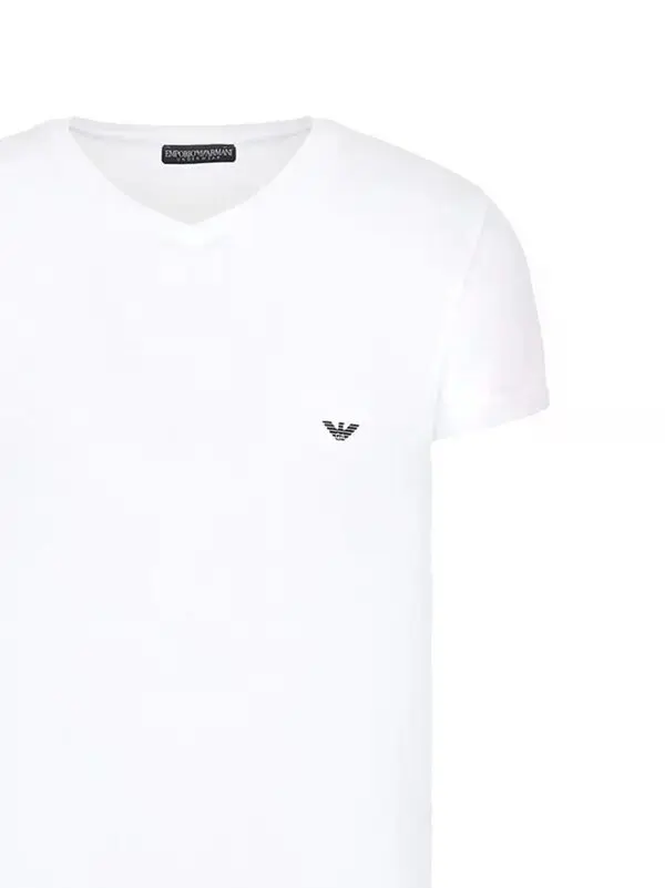 Emporio Armani Loungewear Fitted Stretch Jersey V-neck T-shirt - White