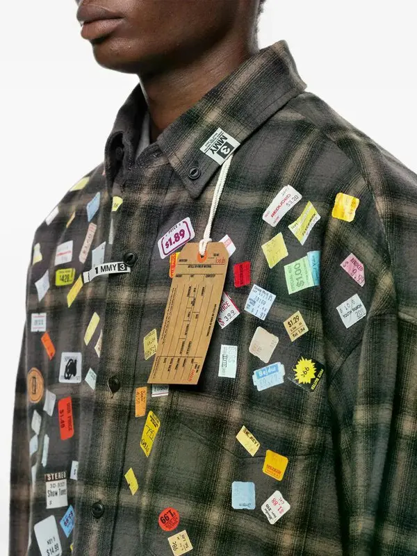 Mihara Yasuhiro Price Sticker Printed Check Shirt