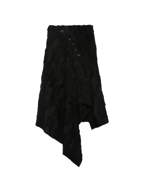 Masnada Asymmetric Frayed-effect Midi Skirt
