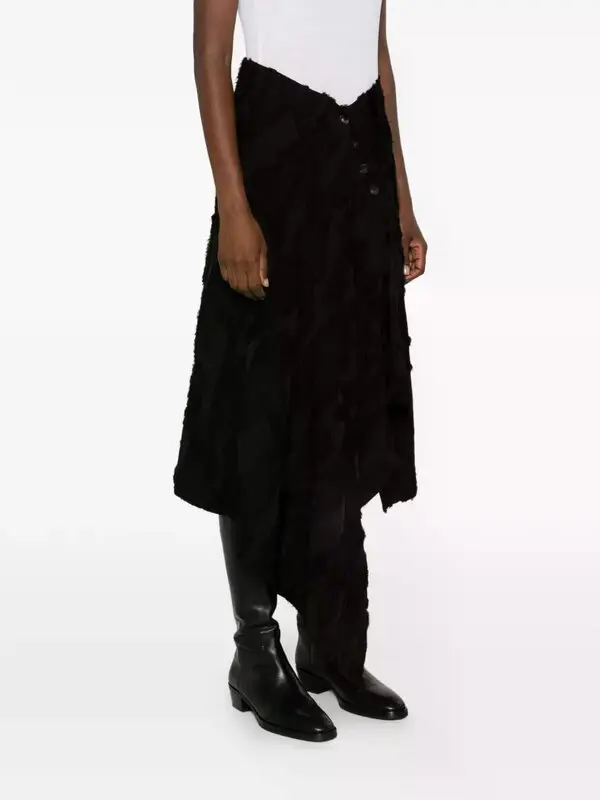 Masnada Asymmetric Frayed-effect Midi Skirt