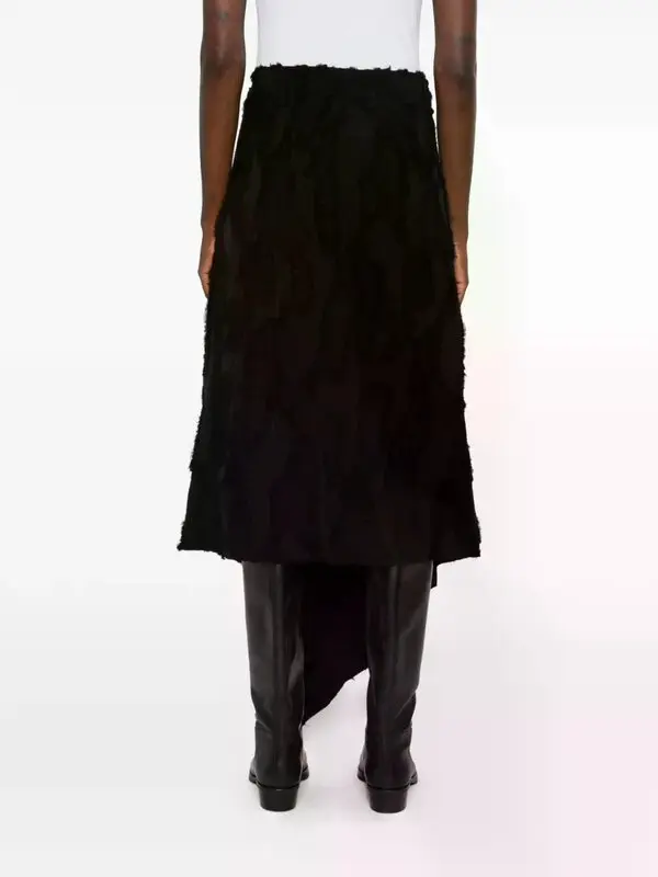 Masnada Asymmetric Frayed-effect Midi Skirt