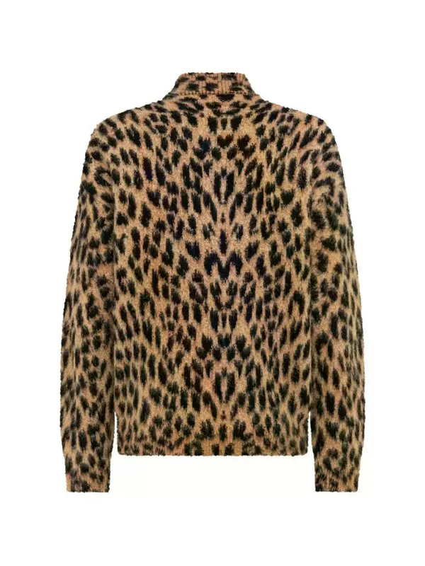 LANEUS Leopard-print Knitted Jacket