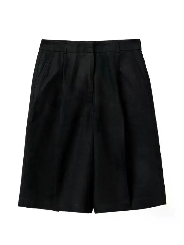 BENETTON Pleat-detail Linen Shorts