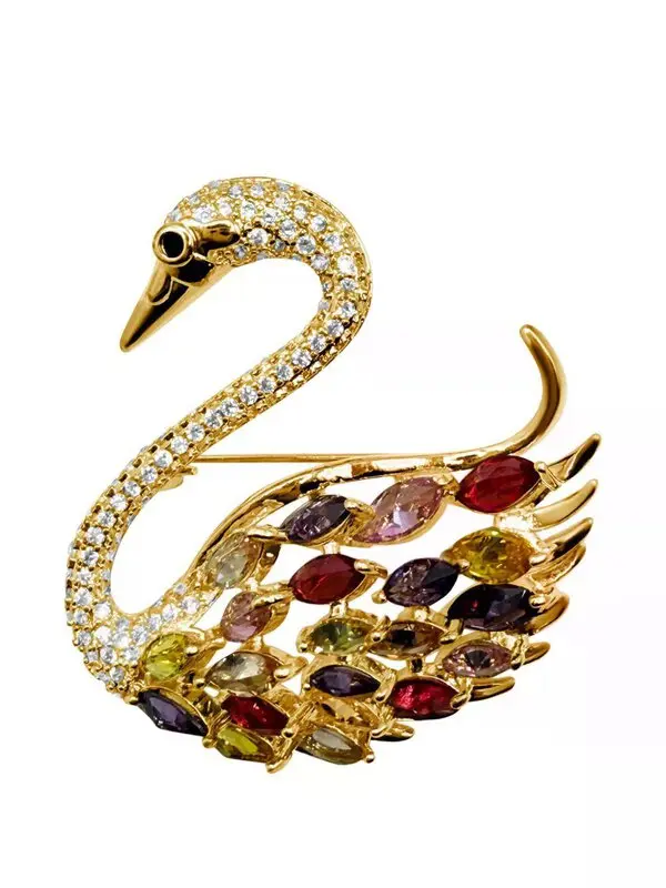 HZMER JEWELLERY Rangini Crystal-embellished Brooch - Gold