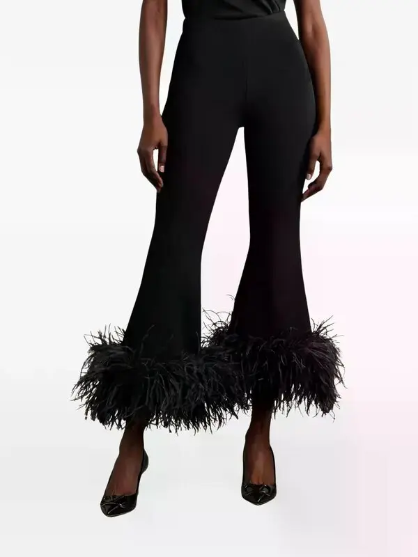 Valentino Garavani Feather-trimmed Flared Trousers