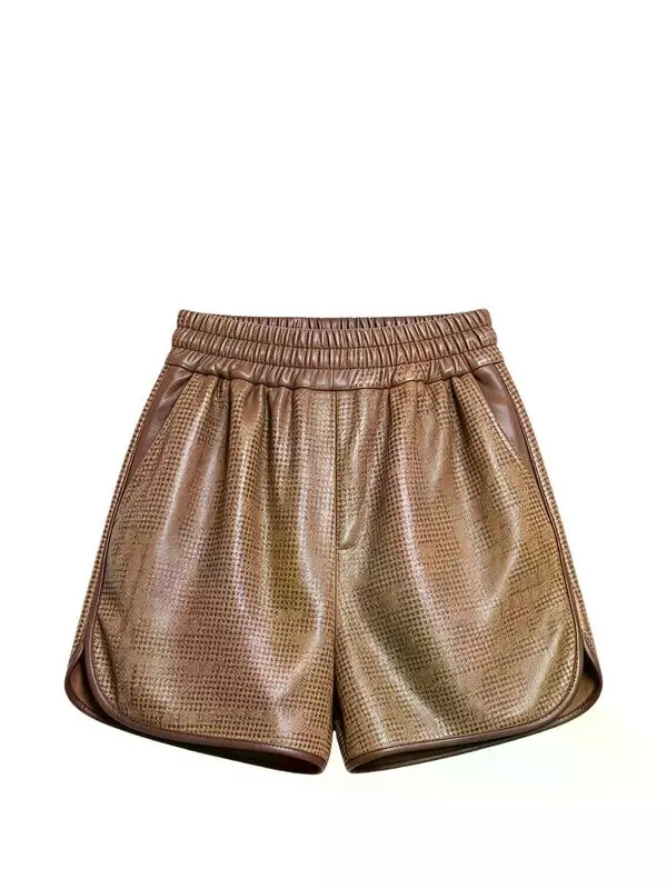 Brunello Cucinelli Prince Of Wales Leather Shorts