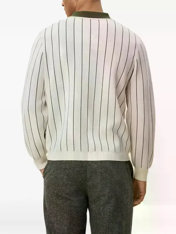LES DEUX Pinstripe-pattern Polo Sweater