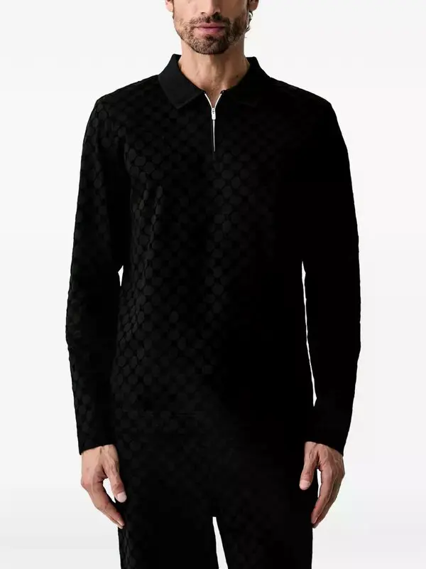 JOOP! Monogram-pattern Long-sleeve Polo Shirt - Black