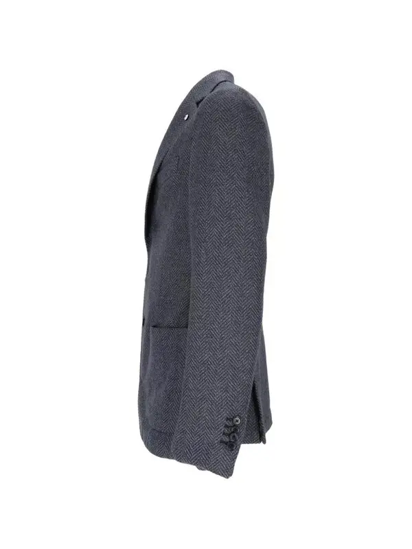 L.B.M. 1911 Herringbone-pattern Single-breasted Blazer - Grey