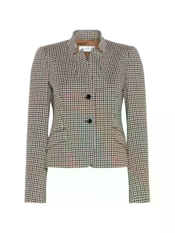 Max Mara Maguzze Slim Houndstooth Jersey Jacket Tobacco