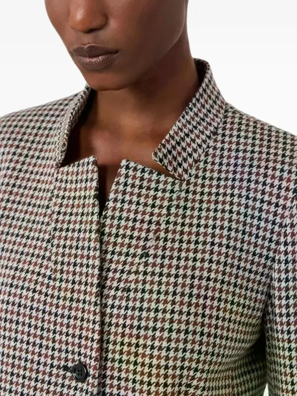 Max Mara Maguzze Slim Houndstooth Jersey Jacket Tobacco