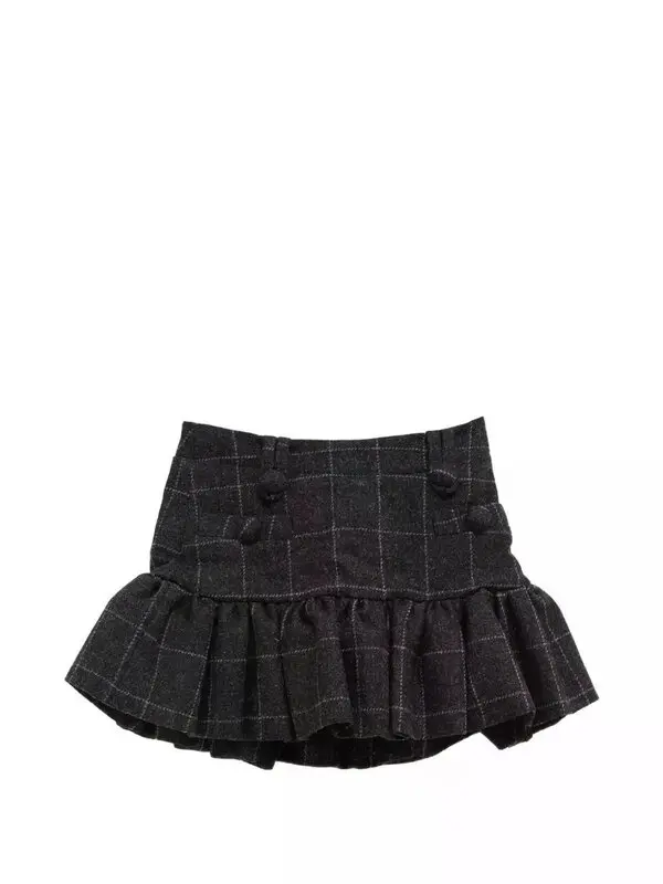 Vaquera Melton Check Ruffled Mini Skirt