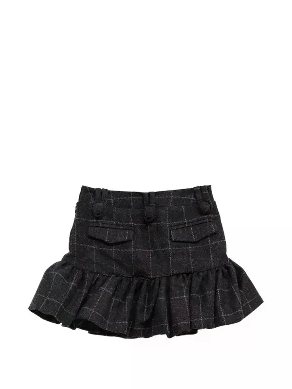Vaquera Melton Check Ruffled Mini Skirt