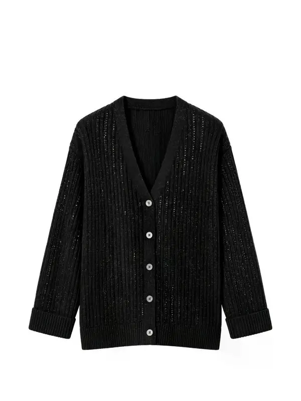 TWINSET Wool Blend Cardigan With Rhinestones