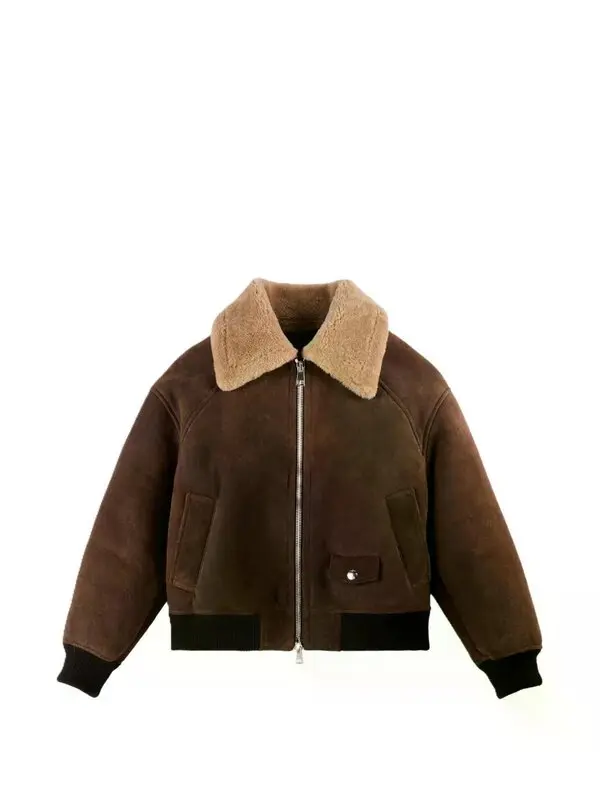 Hogan Bomber Jacket In Waxed Shearling