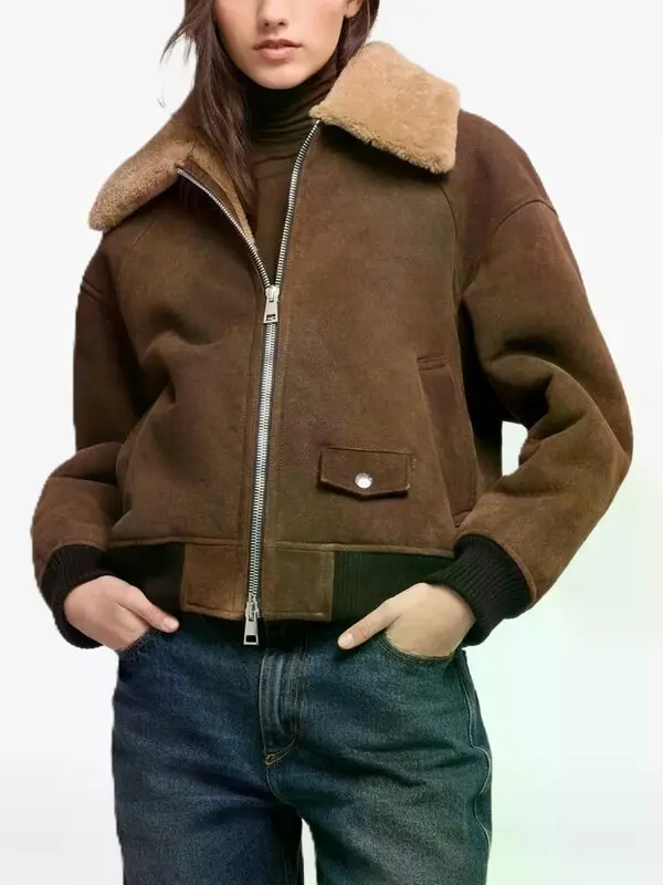 Hogan Bomber Jacket In Waxed Shearling