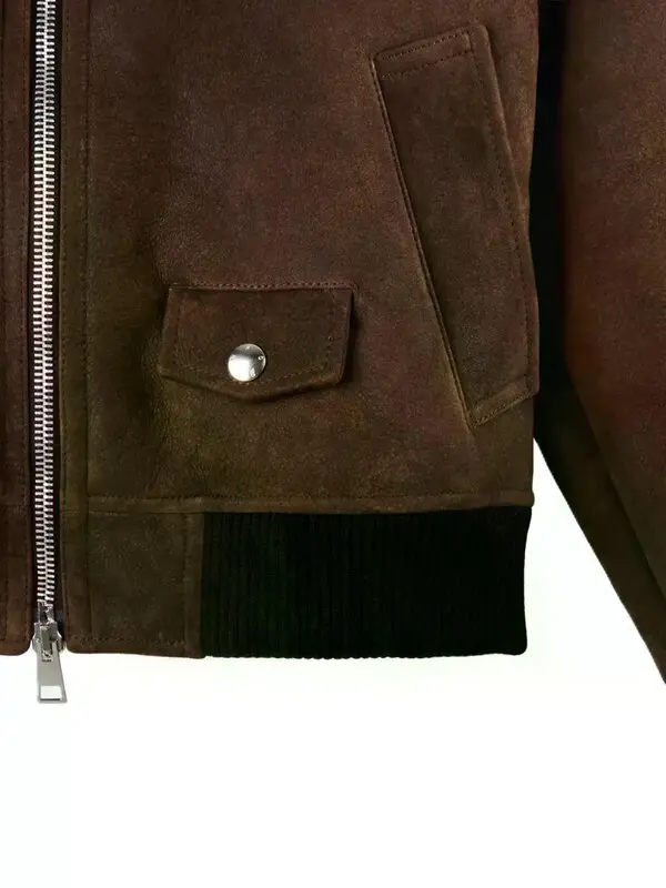 Hogan Bomber Jacket In Waxed Shearling