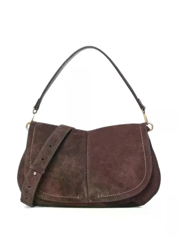 GIANNI CHIARINI Helena Suede-finish Panelled Shoulder Bag - Brown