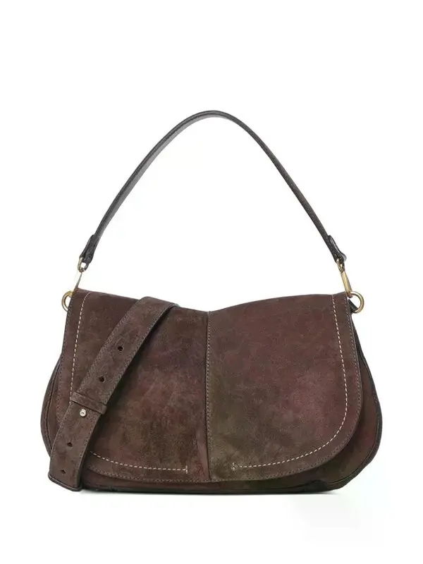 GIANNI CHIARINI Helena Suede-finish Panelled Shoulder Bag - Brown