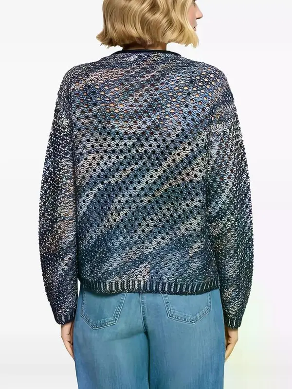 BETTY BARCLAY Open-knit Tiger-print Sweater