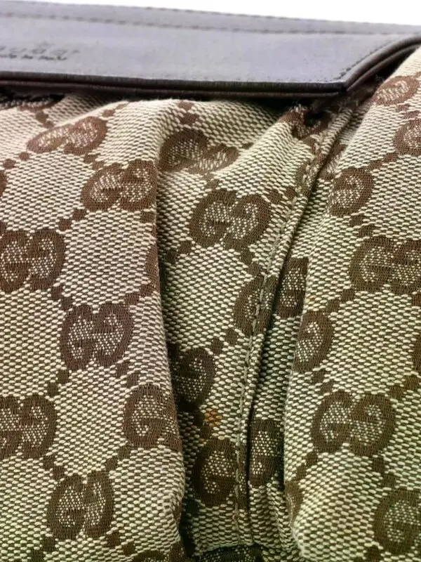 Gucci Vintage Double Gg Canvas With Leather Belt Bag - Brown