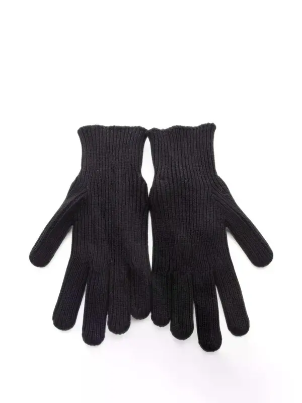Moncler 2020s Logo-patch Ribbed Gloves - Black
