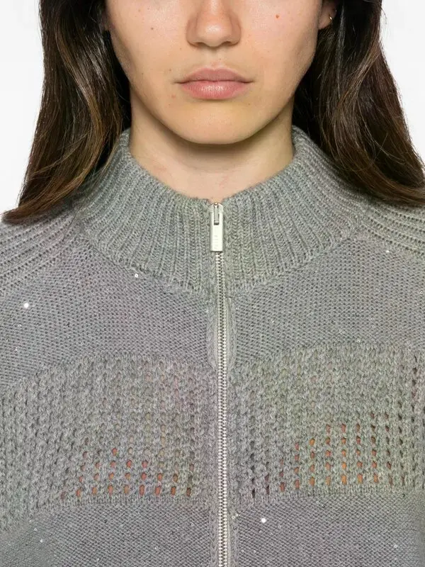 Peserico Sequin-embellished Open-knit Cardigan