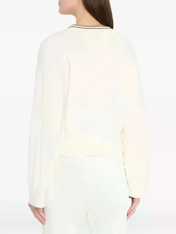 Brunello Cucinelli Striped-trim V-neck Sweater