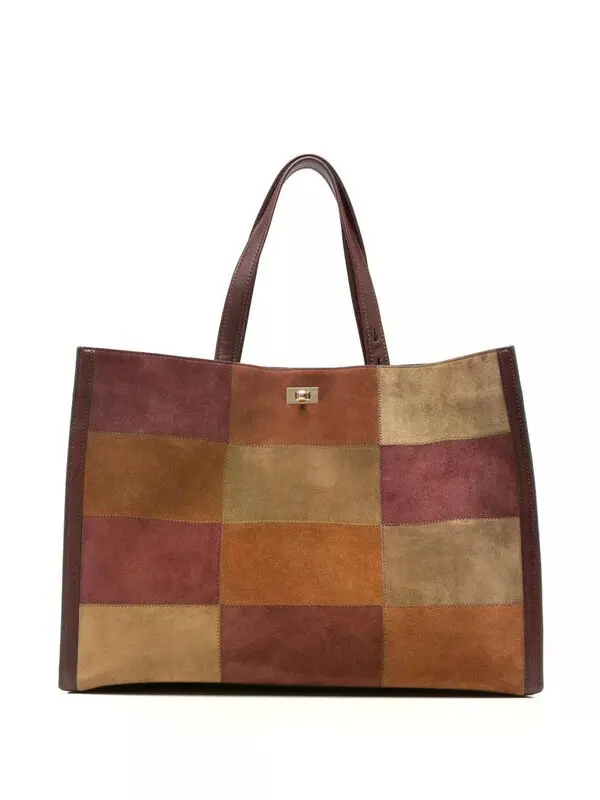 ANYA HINDMARCH Mortimer Patchwork Suede Tote Bag - Brown