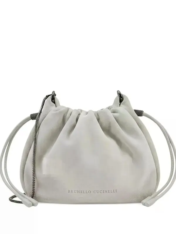 Brunello Cucinelli Suede Drawstring Clutch Bag - Grey