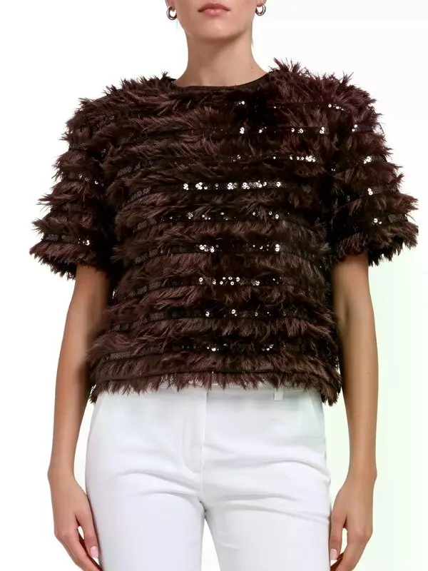 Brunello Cucinelli Sequin-embellished Feathered Blouse