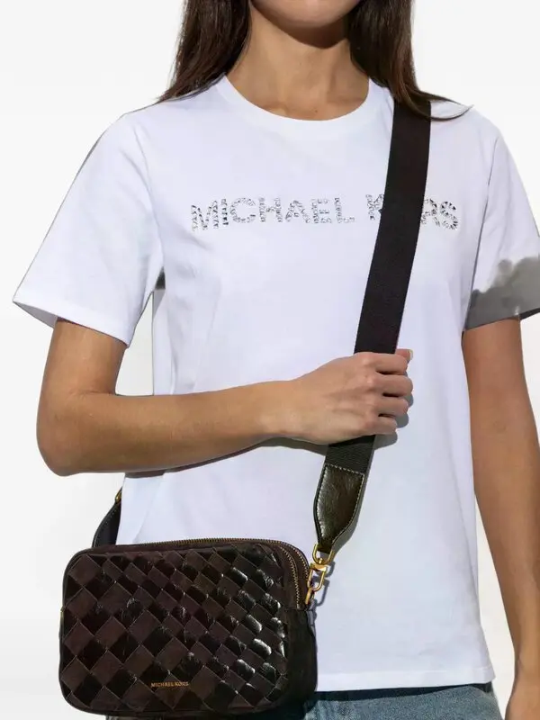 Michael Kors Bryant Medium Woven Suede Camera Crossbody Bag